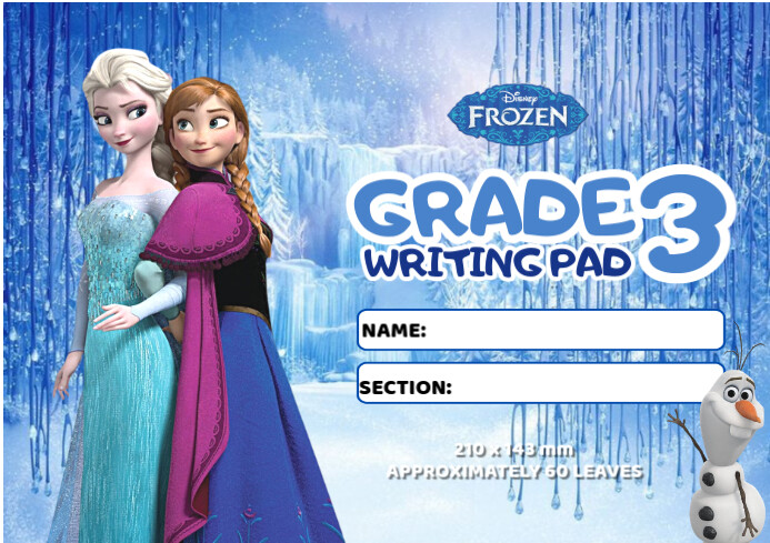 Blue Joyful Frozen Theme Writing Pad A4 Template | PosterMyWall