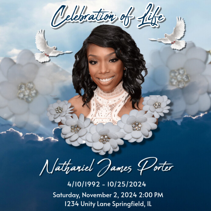 Plantilla de Blue Joyful Funeral Flyer, Instagram Post | PosterMyWall