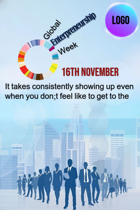 Blue Joyful Global Enterpreneur Week Poster Template | PosterMyWall