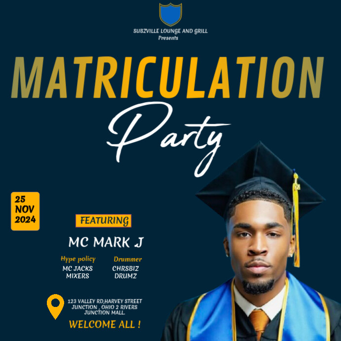 Blue Joyful Graduation Party Instagram Post Template | PosterMyWall