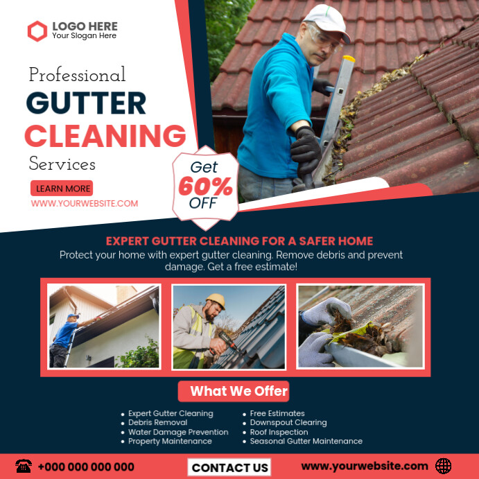 Copy of Blue Joyful Gutter Cleaning Services Instagram Post | PosterMyWall