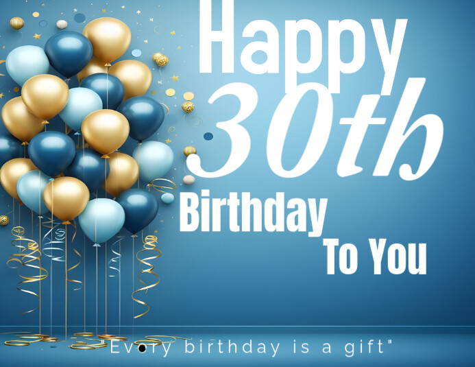 Blue Joyful Happy 30th Birthday Design Template Flyer (us Letter ...