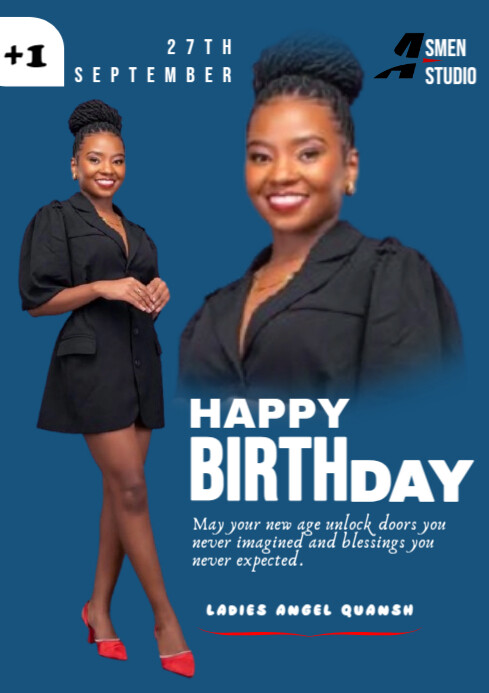 Blue Joyful Happy Birthday A4 Template | PosterMyWall