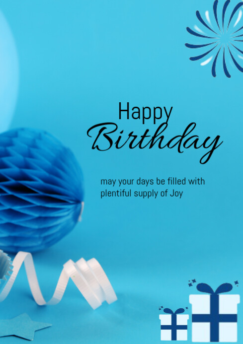 Plantilla de Blue Joyful Happy Birthday A4 | PosterMyWall