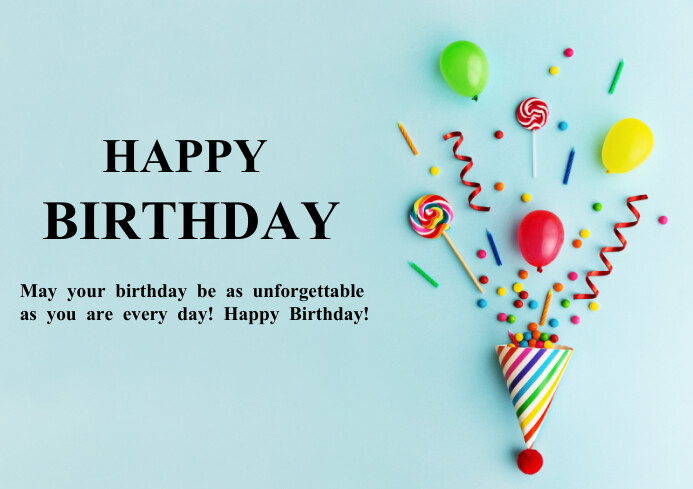 Plantilla de Blue Joyful Happy Birthday A4 | PosterMyWall