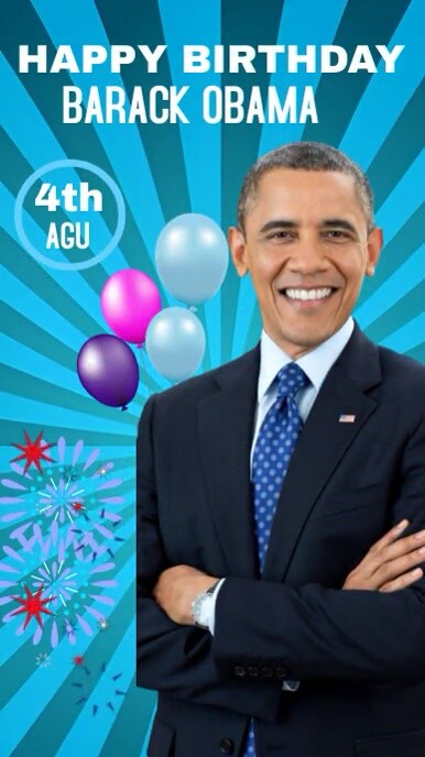 Blue Joyful Happy Birthday Barack Obama Inst Template | PosterMyWall
