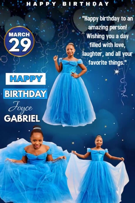 Plantilla de Blue Joyful Happy Birthday Celebration Poster | PosterMyWall