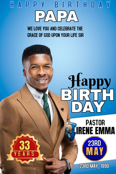 Blue Joyful Happy Birthday Celebration Poster Template | PosterMyWall