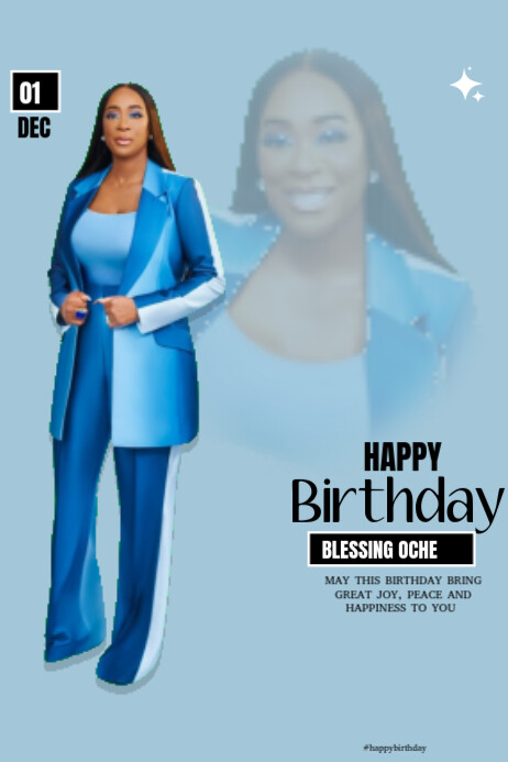 Blue Joyful Happy Birthday Design Poster Template | PosterMyWall