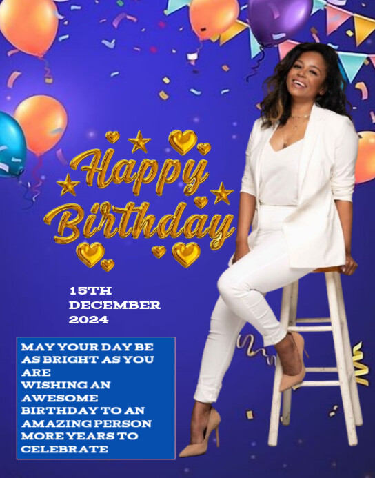 Blue Joyful Happy Birthday Design Poster/wallboard Template | PosterMyWall
