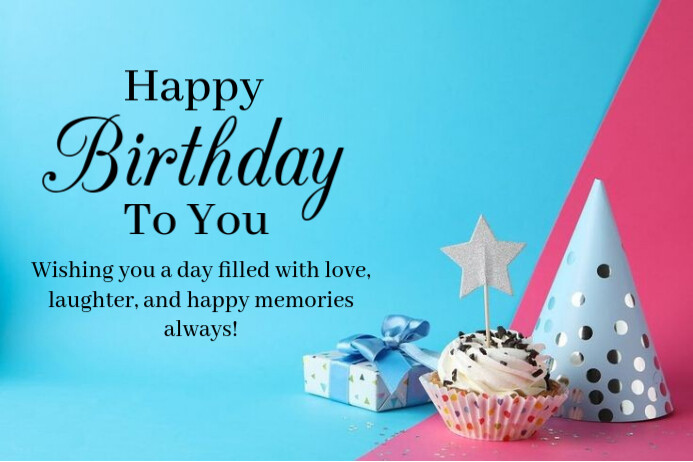 Blue Joyful Happy Birthday Label Template | PosterMyWall