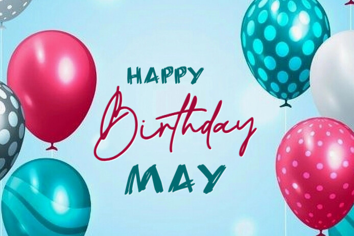 Blue Joyful Happy Birthday May Banner 4' × 6' Template | PosterMyWall