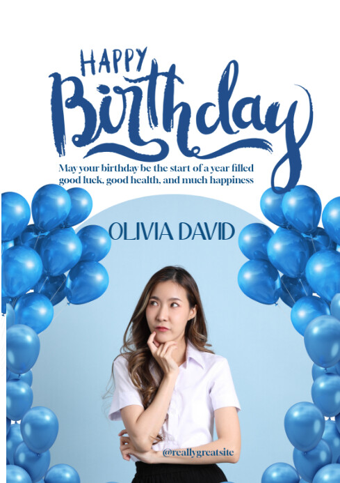 Blue Joyful Happy Birthday Post A4 Template | PosterMyWall