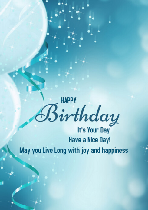 Blue Joyful Happy Birthday Post A4 Template | PosterMyWall