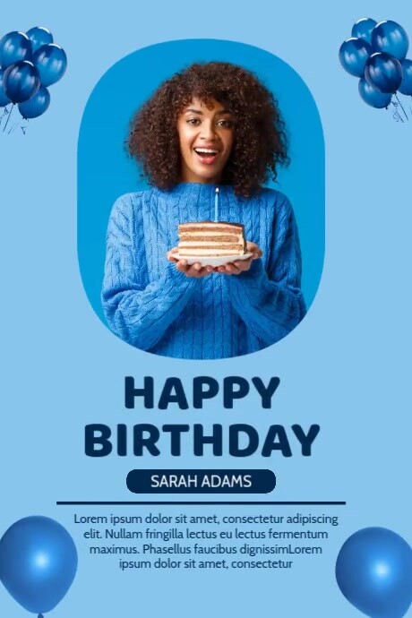 Blue Joyful Happy Birthday Poster Template | PosterMyWall
