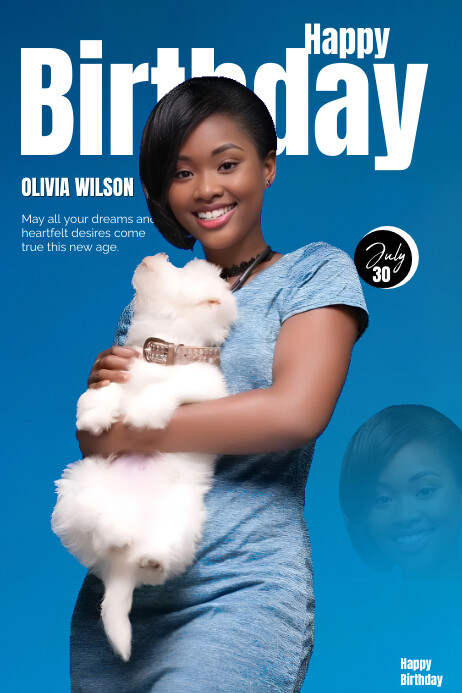 Blue Joyful Happy Birthday Poster Template | PosterMyWall