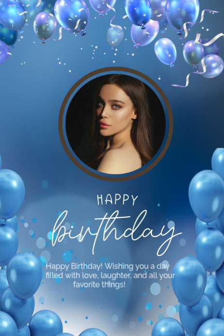 Blue Joyful Happy Birthday Poster Template | PosterMyWall