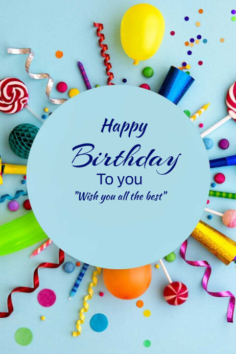 Copy of Blue Joyful Happy Birthday Poster | PosterMyWall