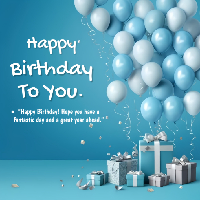 Blue Joyful Happy Birthday Templates And Online Greeting Cards ...