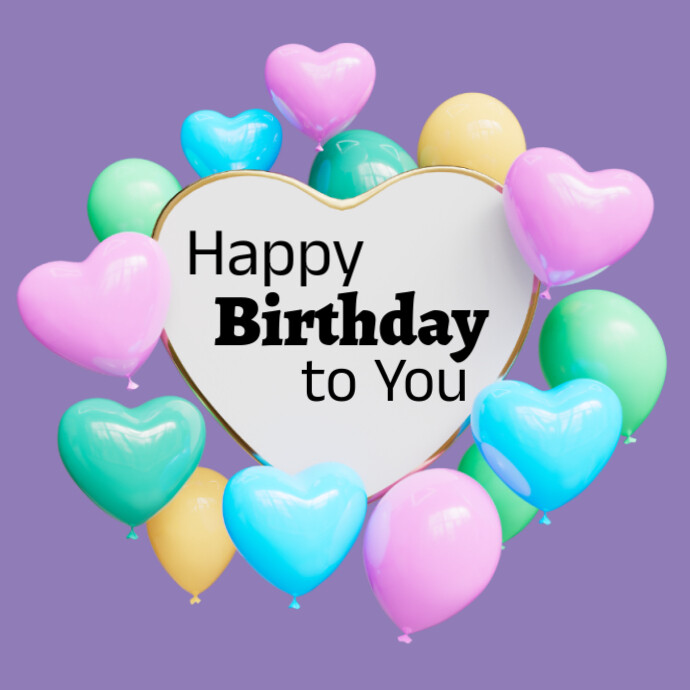 Blue Joyful Happy Birthday To You Logo Template | PosterMyWall