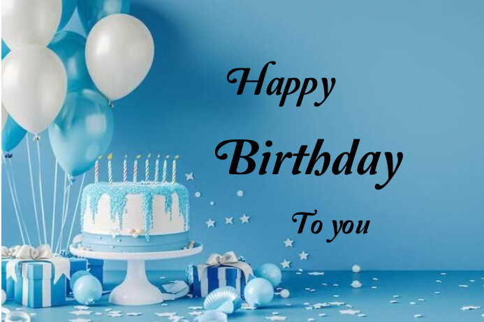 Blue Joyful Happy Birthday To You Poster Template | PosterMyWall