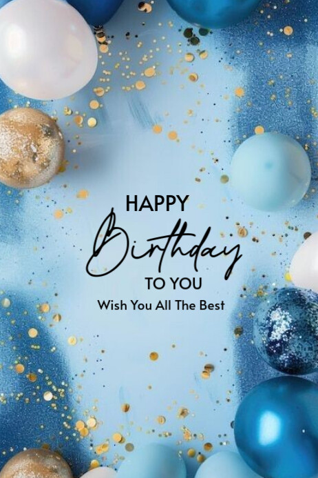 Blue Joyful Happy Birthday To You Poster Template | PosterMyWall