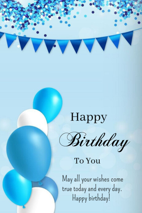 Blue Joyful Happy Birthday To You Poster Template | PosterMyWall