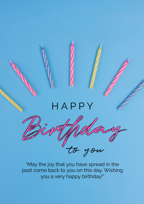 Plantilla de Blue Joyful Happy Birthday To You Wishing Tem | PosterMyWall