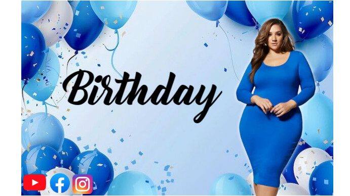 Blue Joyful Happy Birthday Youtube Thumbnail Template | PosterMyWall