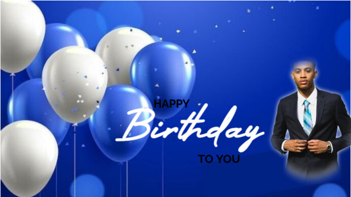 Blue Joyful Happy Birthday Youtube Thumbnail Template | PosterMyWall