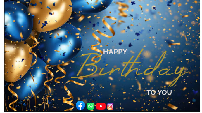 Blue Joyful Happy Birthday Youtube Thumbnail Template | PosterMyWall