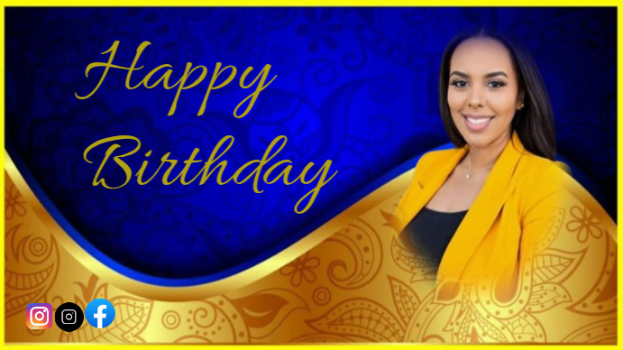 Blue Joyful Happy Birthday Youtube Thumbnail Template | PosterMyWall