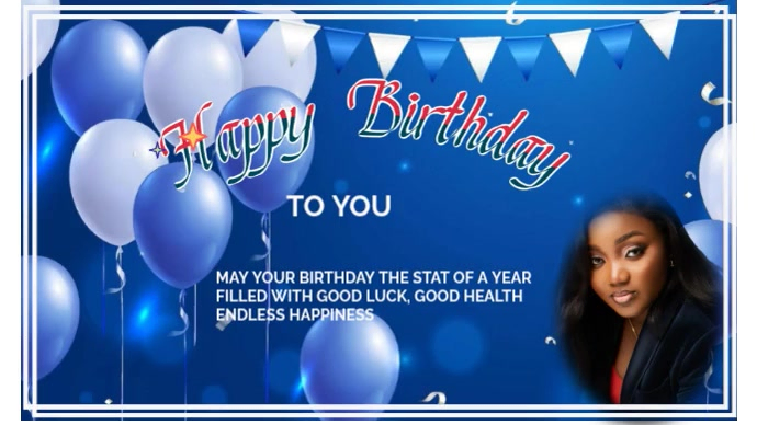 Blue Joyful Happy Birthday Youtube Thumbnail Template | PosterMyWall