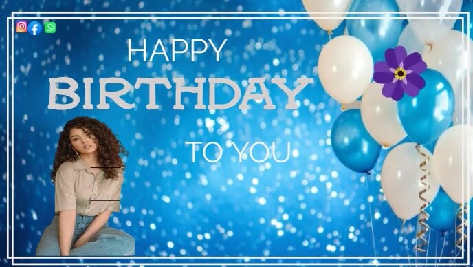 Blue Joyful Happy Birthday Youtube Thumbnail Template | PosterMyWall