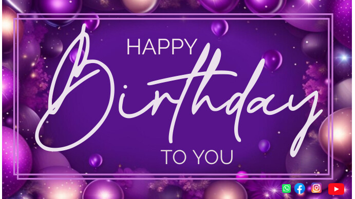 Blue Joyful Happy Birthday Youtube Thumbnail Template | PosterMyWall