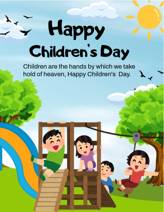 Copy of Blue Joyful Happy Children's Day Flyer (us Letter) | PosterMyWall