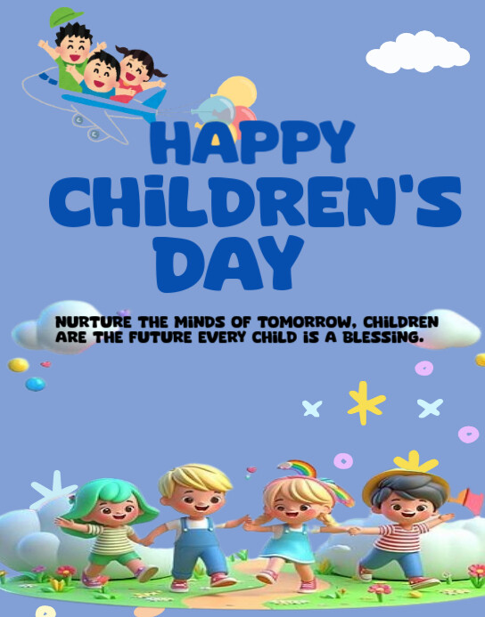 Blue Joyful Happy Childrens Poster/wallboard Template | PosterMyWall