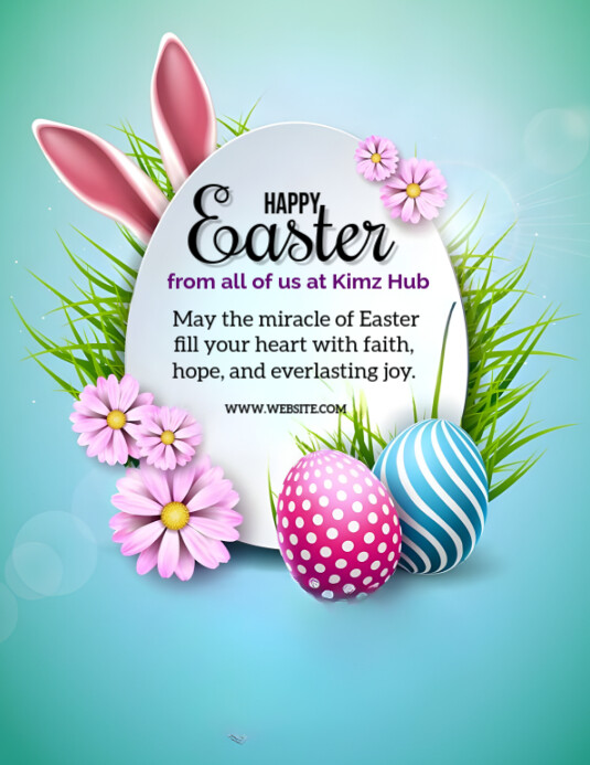Copy of Blue Joyful Happy Easter Greeting Flyer Flyer (us Letter ...