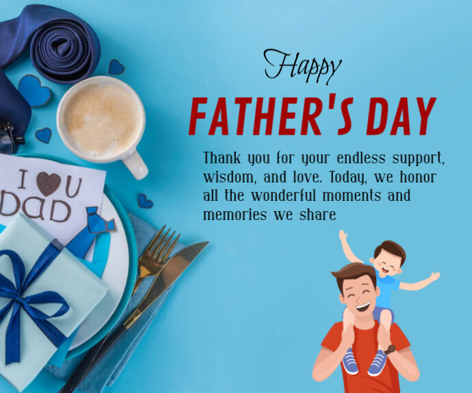 Copy of Blue Joyful Happy Father's Day Medium Rectangle | PosterMyWall