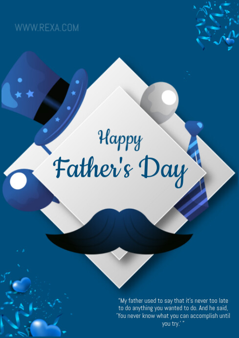 Copy of Blue Joyful Happy Father Day Greeting Card A4 | PosterMyWall