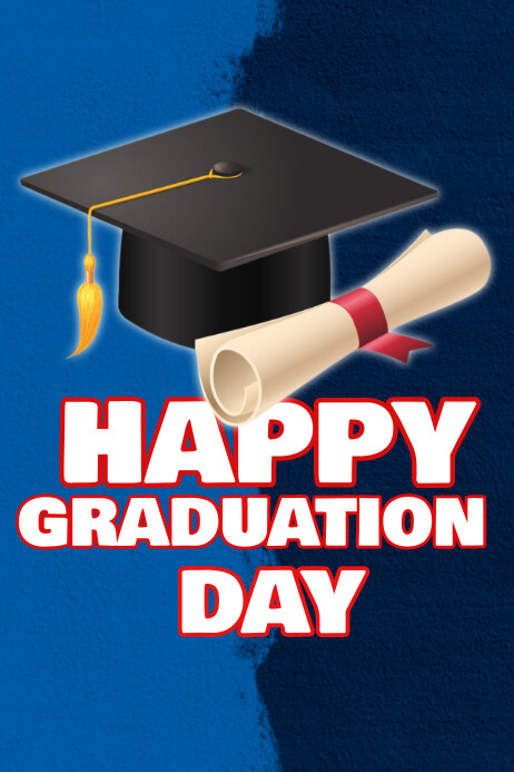 Blue Joyful Happy Graduation Day Poster Modelo | PosterMyWall