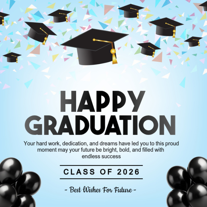 Blue Joyful Happy Graduation Instagram Post Template | PosterMyWall