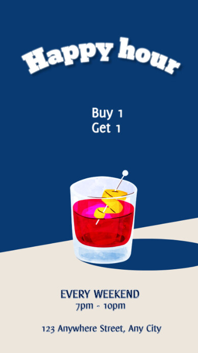 Blue Joyful Happy Hour Template Instagram Story | PosterMyWall