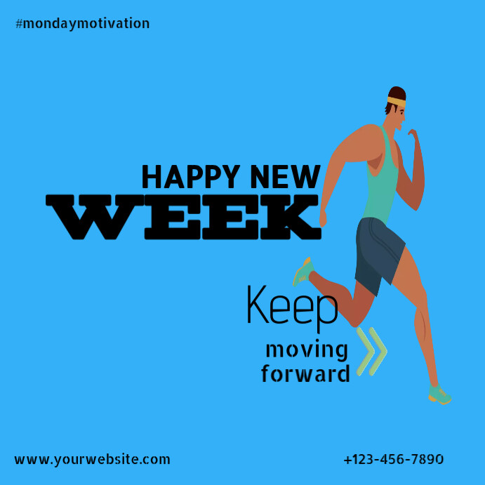 Blue Joyful Happy New Week Instagram Post Template | PosterMyWall