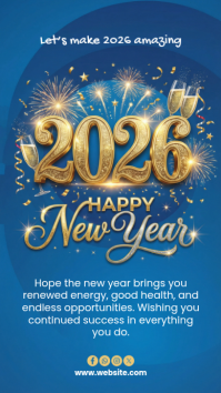 Red Joyful Happy New Year 2026 Instagram Story Template | PosterMyWall