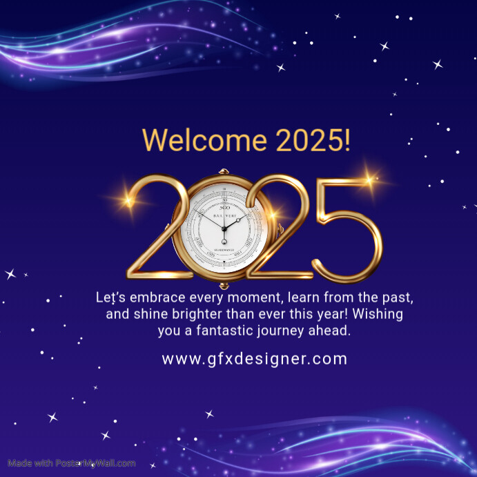 Blue Joyful Happy New Year Instagram Post Template | PosterMyWall