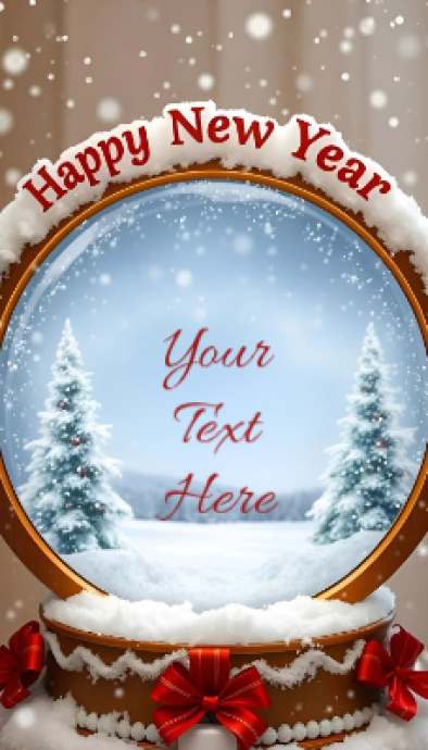 Blue Joyful Happy New Year Snow Globe Template | Editable Festive ...