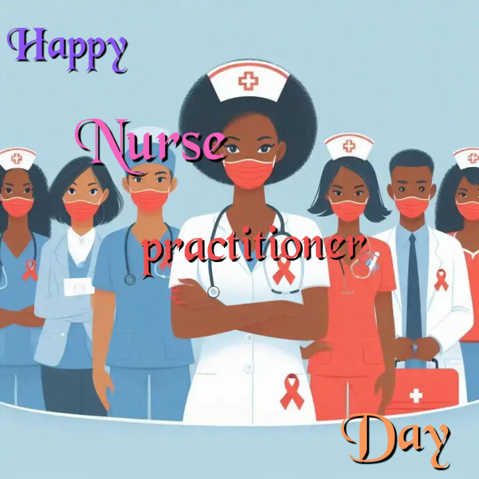 Blue Joyful Happy Nurse Practitioner Day Instagram Post Template ...