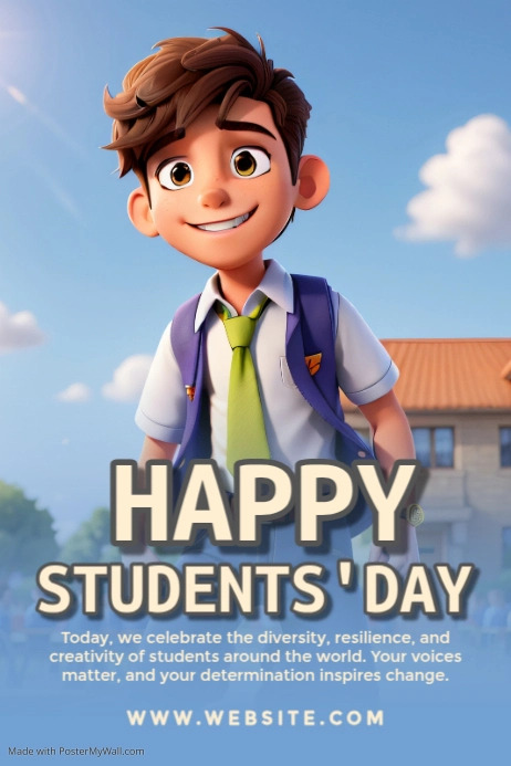 Copy of Blue Joyful Happy Students Day Poster | PosterMyWall