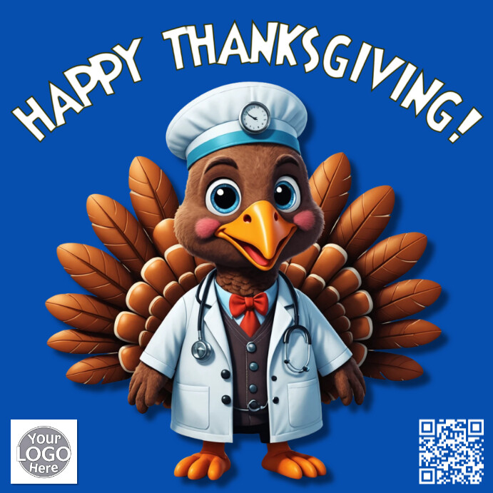 Copy of Blue Joyful Happy Thanksgiving From Your Doctor Dentist Cute ...